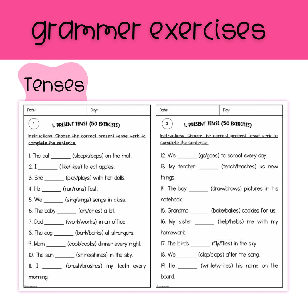 Grammar exercises (present,past,future tense) Exercises
